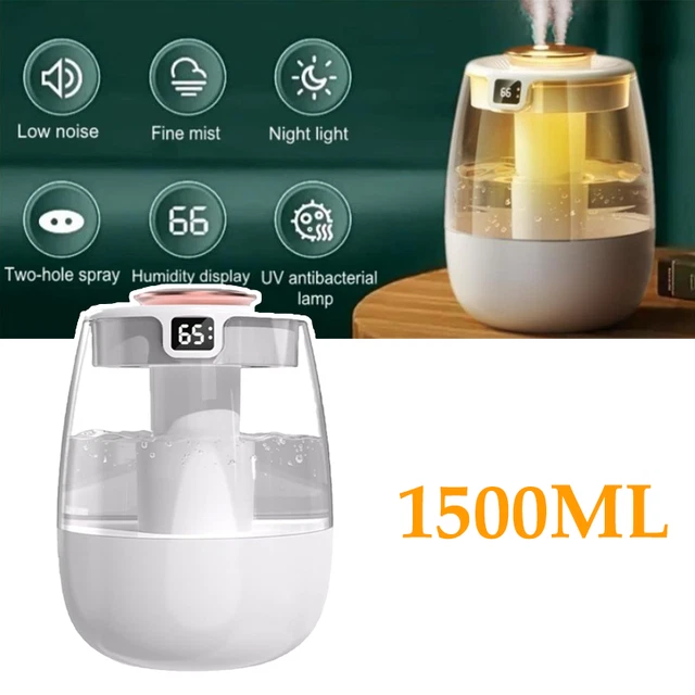 1.5L/50OZ HUMIDIFIERS FOR Bedroom Ultrasonic Warm & Cool Mist LED ...