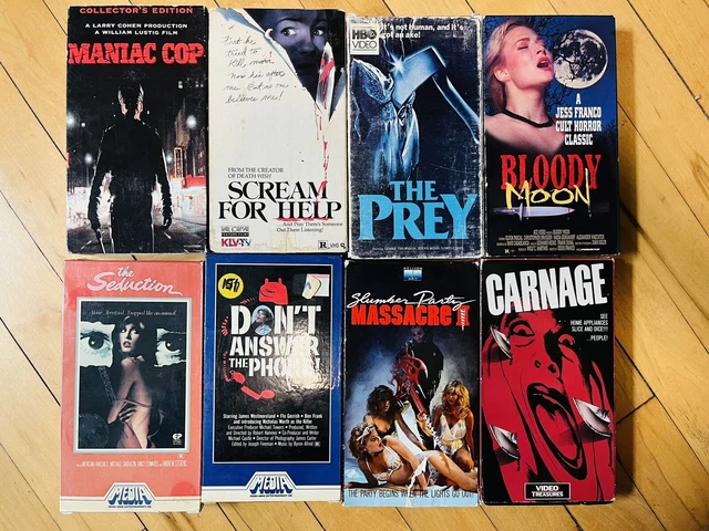 RARE SLASHER VHS LOT Slumber Party Massacre 2 Prey Maniac Cop Bloody ...