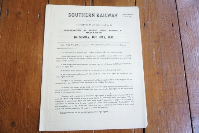 1937 SOUTHERN RAILWAY Haslemere Signal Box Signalling Diagram £14.99 ...