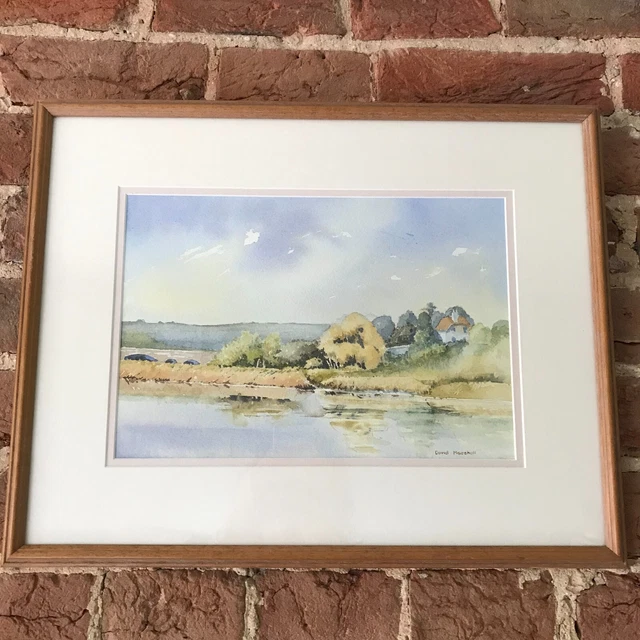 ORIGINAL WATERCOLOUR LANDSCAPE Painting Devon River Country Scene Large ...