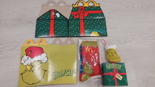 MCDONALD'S 2024 MERRY Grinchmas Grinch Adult Happy Meal Socks Plush Ornament Box $38.50 ...