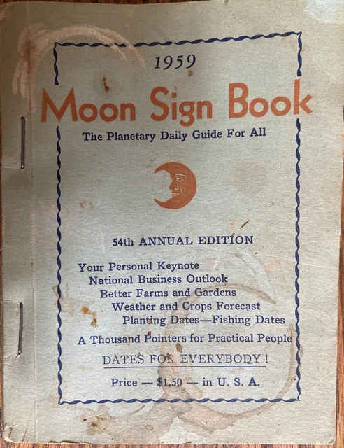 VINTAGE REFERENCE: 1959 Moon Sign Book by Llewellyn George 54th edition ...
