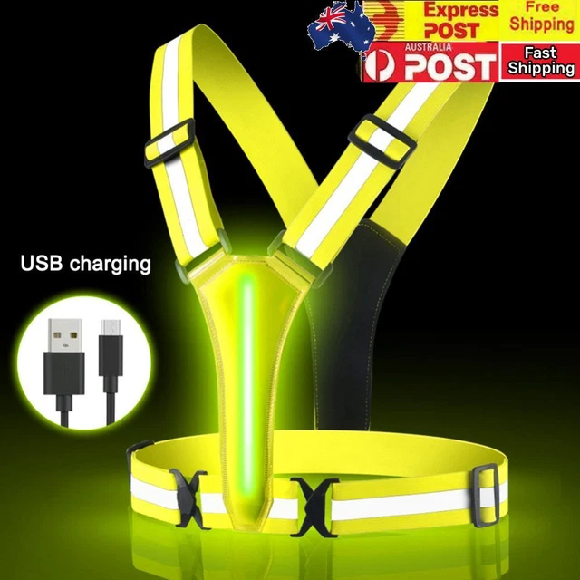 LED NIGHT RUNNING Security Vest Reflective Warning Lights Elastic Band ...