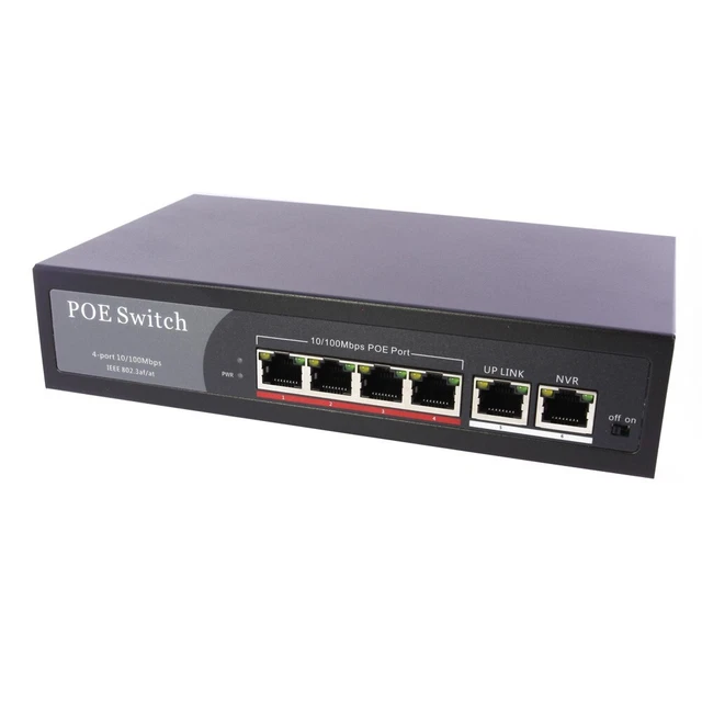 POE NETWORK SWITCH 10/100m Power Injector 4 Port + 2 Port Power Over ...