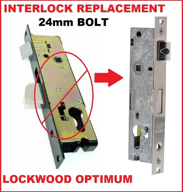 LOCKWOOD OPTIMUM DOOR Mortice Lock Body Replace Interlock 24mm bolt ...