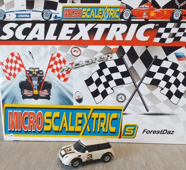 BMW MINI MICRO Scalextric Rally Car White #3 1:64 Scale Hornby Tested ...