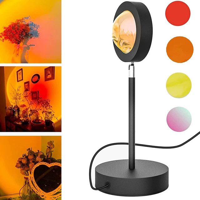 SUNSET LAMP, 9 Colors to Change LED Romantic Mood Lamp USB Projector ...