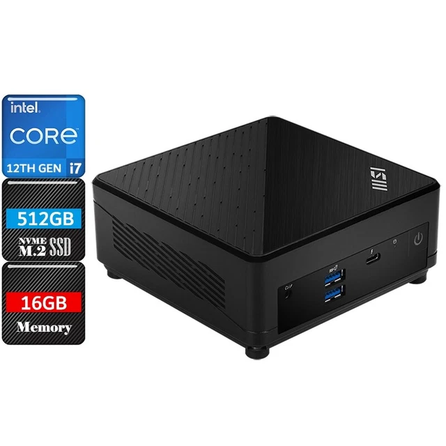 MSI CUBI 5 12M Mini PC, i7-1255U, 16GB RAM, 512GB NVMe SSD, Iris Xe ...