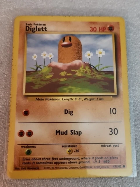 SHADOWLESS DIGLETT 47/102 - NM Near Mint - 1999 Base Set Pokemon Card £1.99 - PicClick UK