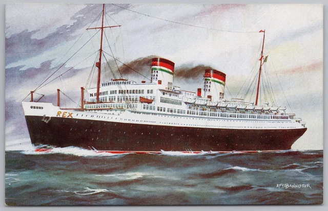 SS REX ITALIAN Line Ship Postcard by Salmon £5.99 - PicClick UK