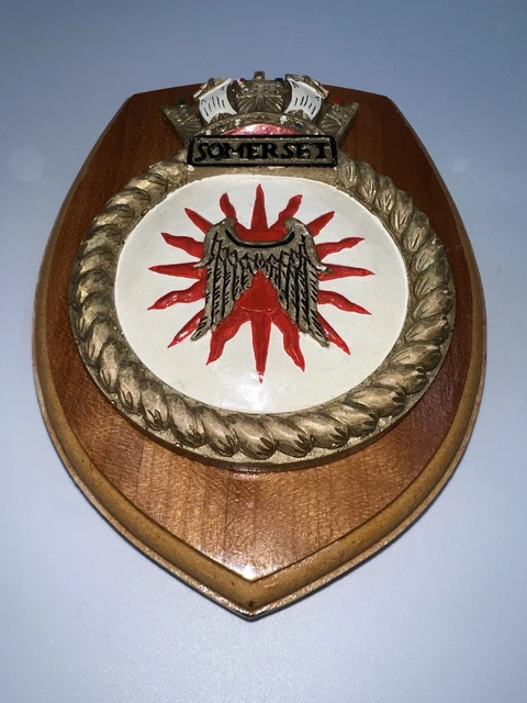 HMS SOMSERSET VINTAGE Ships Plaque Sign Crest Royal Navy Type 23 ...