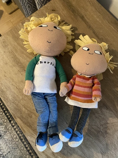 CHARLIE AND LOLA Talking CBeebies Golden Bear Posable Plush Rag Dolls ...