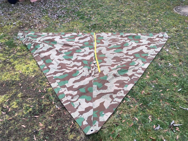 ZELTBAHN PONCHO SPLINTERTARN WH BW BGS Leinen, Aluminiumknöpfe EUR 62 ...