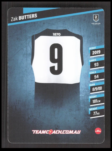 AFL 2024 TEAMCOACH Port Adelaide Zak Butters 103 Card CB-1-9-A-25 EUR 1,68 - PicClick FR
