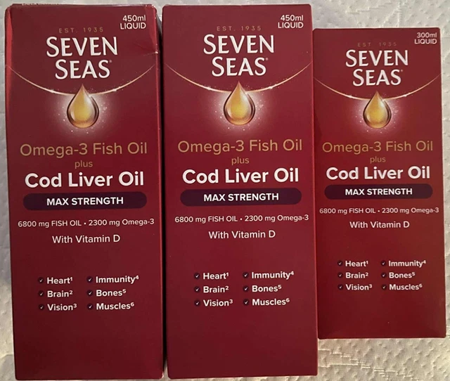 3 SEVEN SEAS Cod Liver Oil & Omega-3 With Vitamin D, Max Strength ...