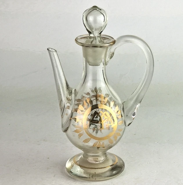 CARAFE AVEC BOUCHON En Verre Doré Signée R512 EUR 95,29 - PicClick FR