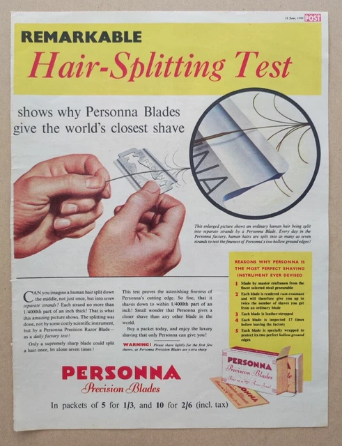 PERSONNA PRECISION RAZOR blades Original UK Press Advert 1949 £5.91 ...