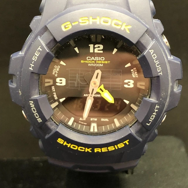 CASIO G-SHOCK WATCH Quartz 5158 G-100 Navy Blue Resin Digi Ani Mens ...
