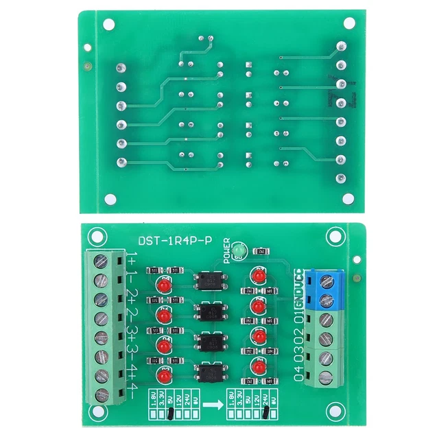 4 CHANNEL OPTOCOUPLER Isolation Module PLC Signal Voltage Conversion ...