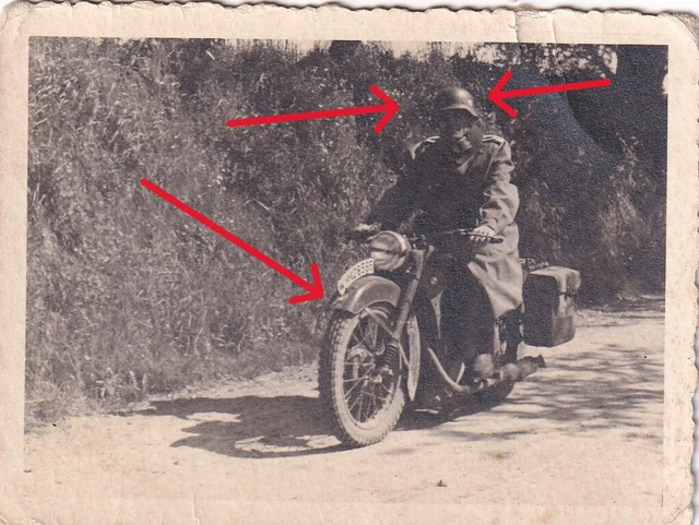 WK2 2WK FOTO Portrait Kradfahrer Soldat mit Stahlhelm Krad Motorrad ...