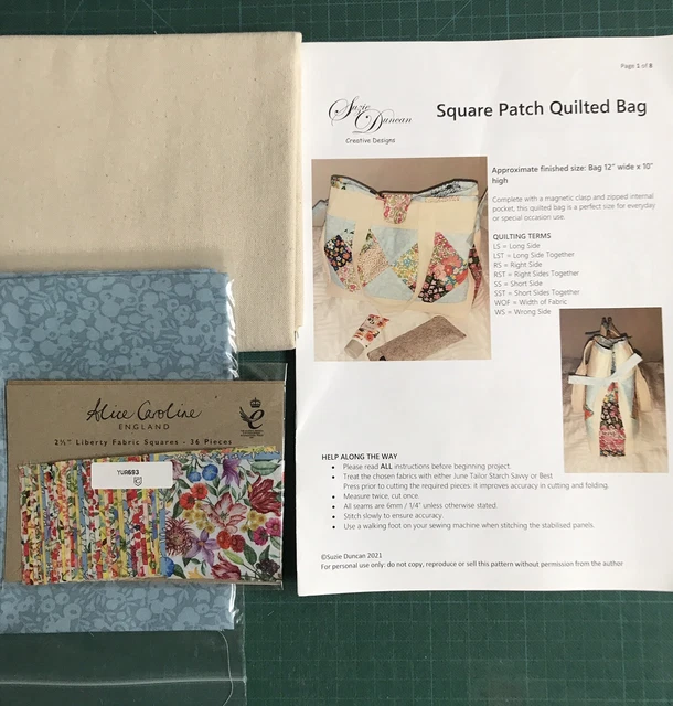 SUZIE DUNCAN BAG Kit Pattern, & Alice Caroline Liberty Fabrics & Canvas ...