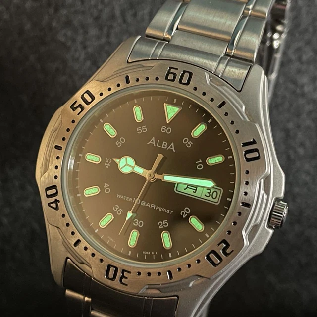 RERE SEIKO ALBA Watch Battery Replaced Calendar With Kanji Very Good ...