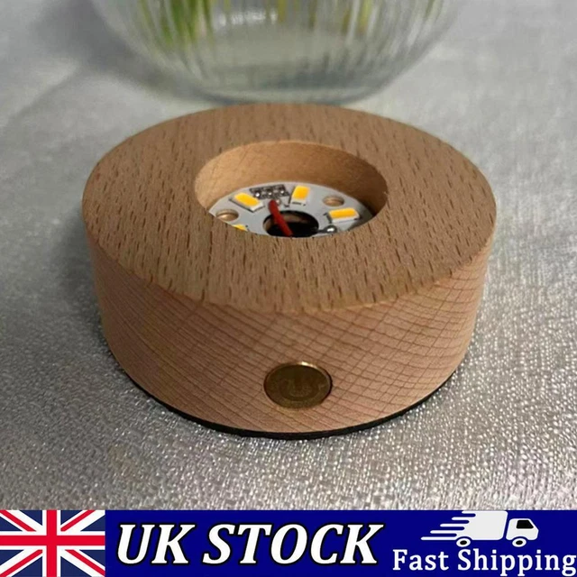 CRYSTAL GLASS LIGHT Base Stand LED Wood Display Bases Resin Lamp ...