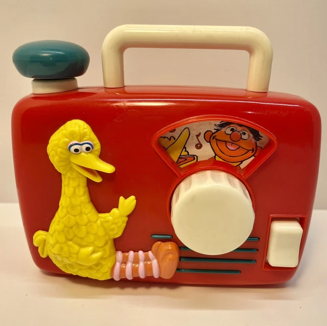 RARE VINTAGE BIG Bird Wind Up Radio Music Box Toy ILLCO Sesame Street ...