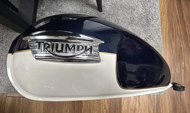 TRIUMPH BONNEVILLE SE 865 EFI Fuel Petrol Tank Dark Blue & White badges ...