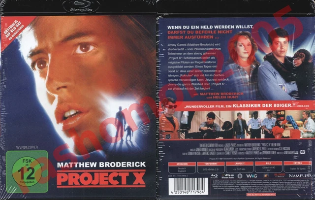 BLU-RAY PROJECT X 1987 Matthew Broderick Helen Hunt William Sadler ...