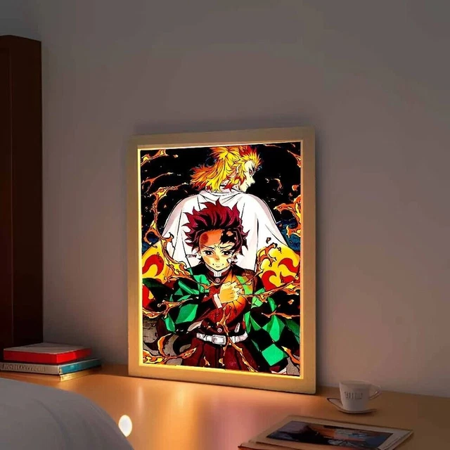 3D LED ANIME Light Box Rengoku And Tanjiro Frame Night Lamp Demon ...