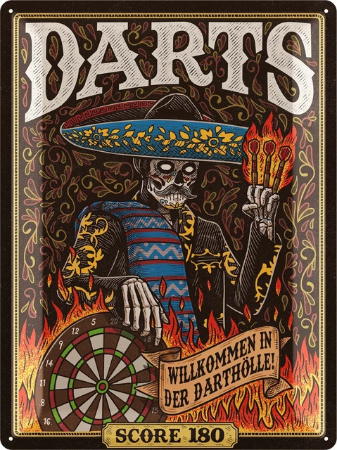 XXL RETRO BLECHSCHILD DARTS Irish Pub Deko Schild vintage Metallschild ...
