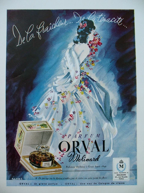 PUBLICITE DE PRESSE Orval Molinard Parfum Flacon Dessin Massa French Ad ...