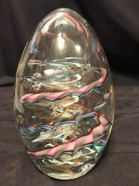 LARGE 6” SIGNED Robert Hamon Art Glass Studio Freeform Swirl ...