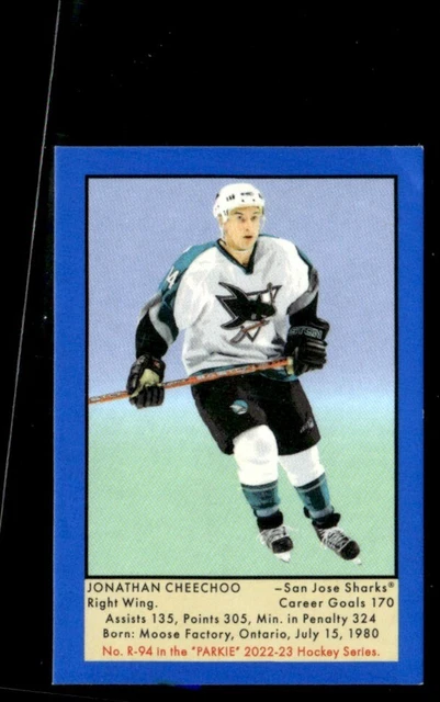2022-23 UD PARKHURST rétro bleu mini Jonathan Cheechoo voiture requins ...