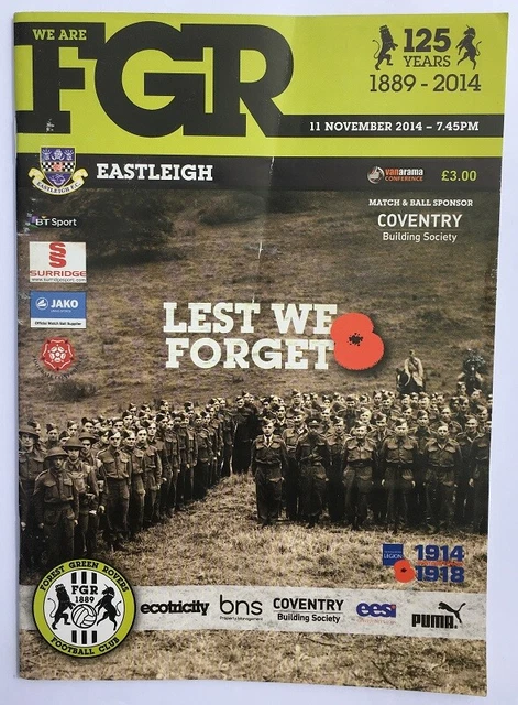 FOREST GREEN ROVERS v Eastleigh programme - 11/11/2014 - National ...