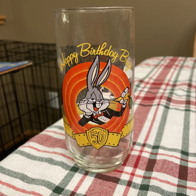 BUGS BUNNY HAPPY Birthday 50th Anniversary Glass 1990 Warner Bros ...