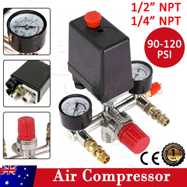 90-120PSI AIR COMPRESSOR Pressure Switch Control Valve Manifold ...