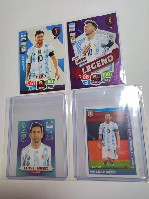 LIONEL MESSI PACK 4 cards Sticker & Adrenalyn XL PANINI QATAR WORLD CUP ...