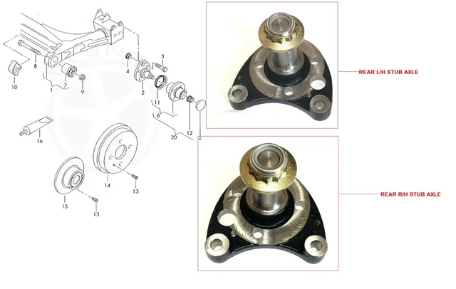 REAR STUB AXLE Pair Lh & Rh For Vw Polo Golf 6N2 Gti Vn6 Mk1/Mk2/Mk3 ...