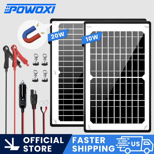 POWOXI SOLAR PANEL Kit 12V 20W Magnetic + MPPT Charge Controller ...