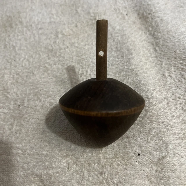 VINTAGE WOODEN SPIN Top Toy Asian Wood Spinner *No String Metal Tip $19 ...