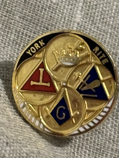 RARE VINTAGE YORK Rite Masonic Badge Freemasonry Pin Brooch Gold Tone £ ...