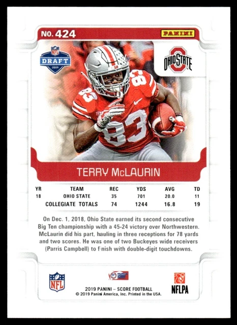 2019 SCORE TERRY McLaurin recrue Ohio State Buckeyes #424 EUR 2,86 ...