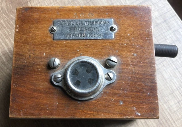 ANCIEN BOÎTIER TÉLÉPHONIQUE Ericsson bois Vintage Téléphone Colombes ...