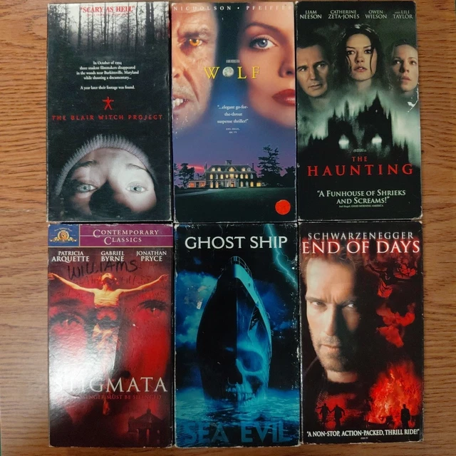 6 HORROR VHS Video Tape Lot 90s 2000s Wolf, Stigmata, Ghost Ship, Blair ...