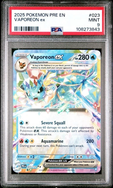 2025 POKEMON PRE En-Prismatic Evolutions #023 Vaporeon Ex Psa 9 EUR 32 ...