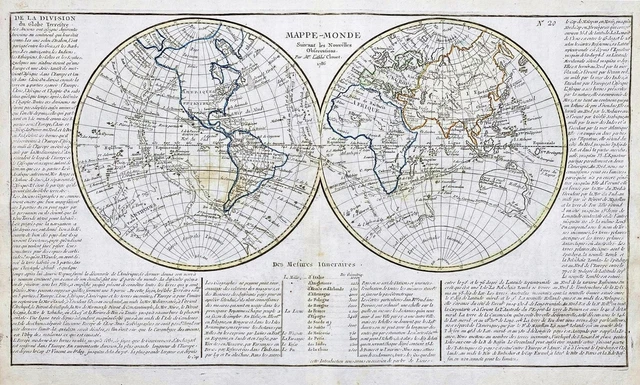 WELTKARTE WORLD MAP Mappemonde Clouet engraving Kupferstich 1786 EUR ...
