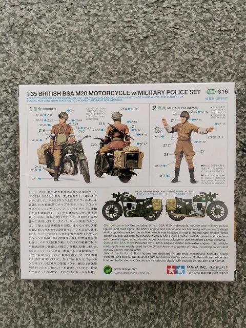 TAMIYA 1/35 SCALE WW2 British BSA M20 Motorcycle w Military Police £10. ...