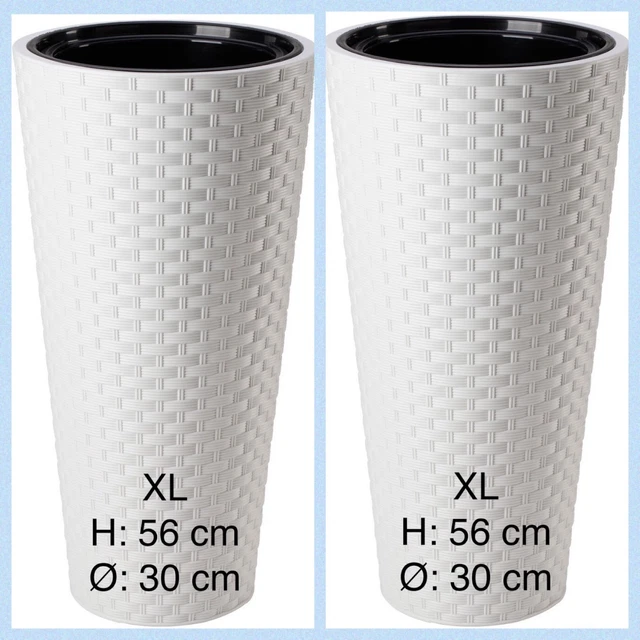 FLOWER POT ROUND slim rattan look planter bowl slim flower pot 2x XL (H ...